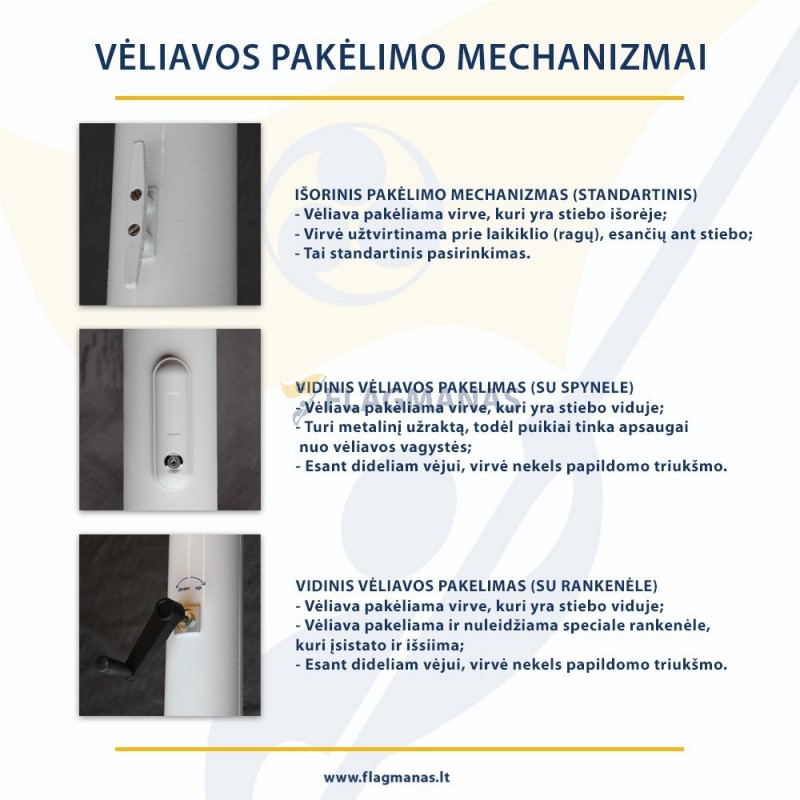 Vėliavos stiebas, baltas. Pirkti stiebą internetu!